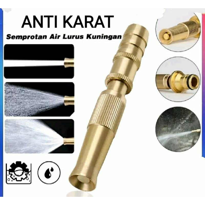 SEMPROTAN AIR LURUS KUNINGAN / NOZEL SPRAYER CUCI MOTOR MOBIL SELANG 1/ ...