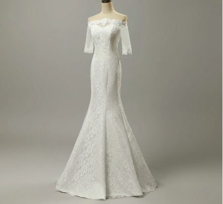 Gaun Pengantin Putri Duyung Gaun Pengantin mermaid Setengah Lengan ...