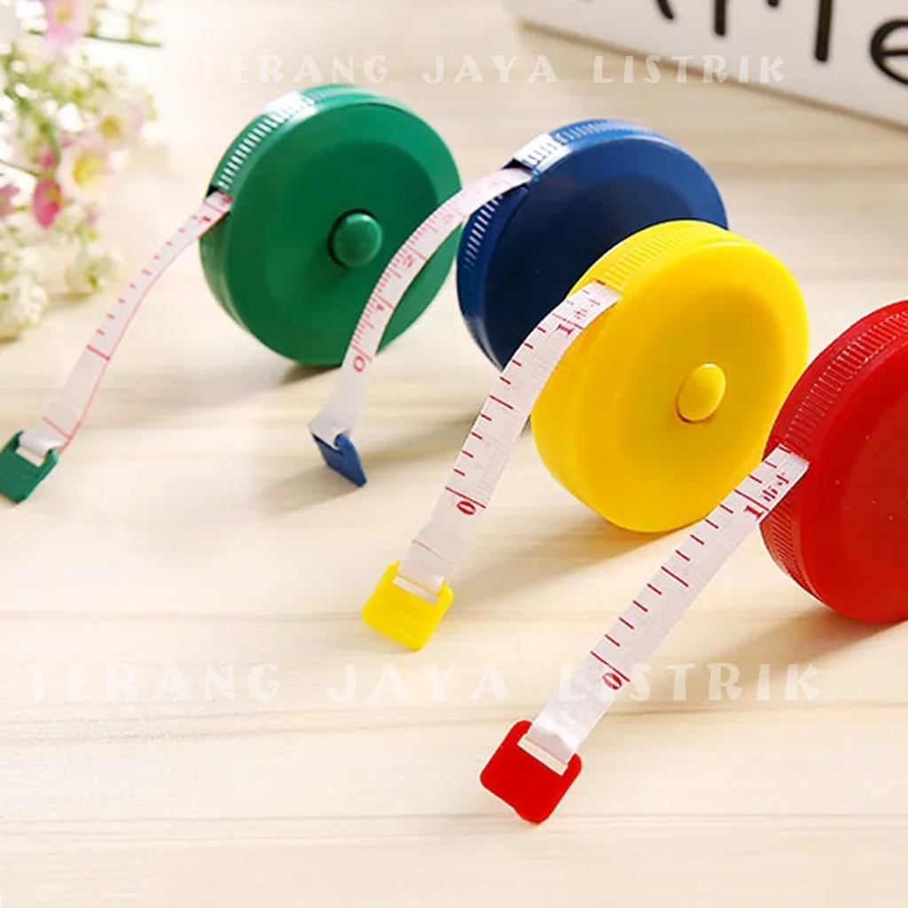 METERAN GULUNG MINI ROLL 1.5 METER TOMBOL GULUNG OTOMATIS / ALAT UKUR ...