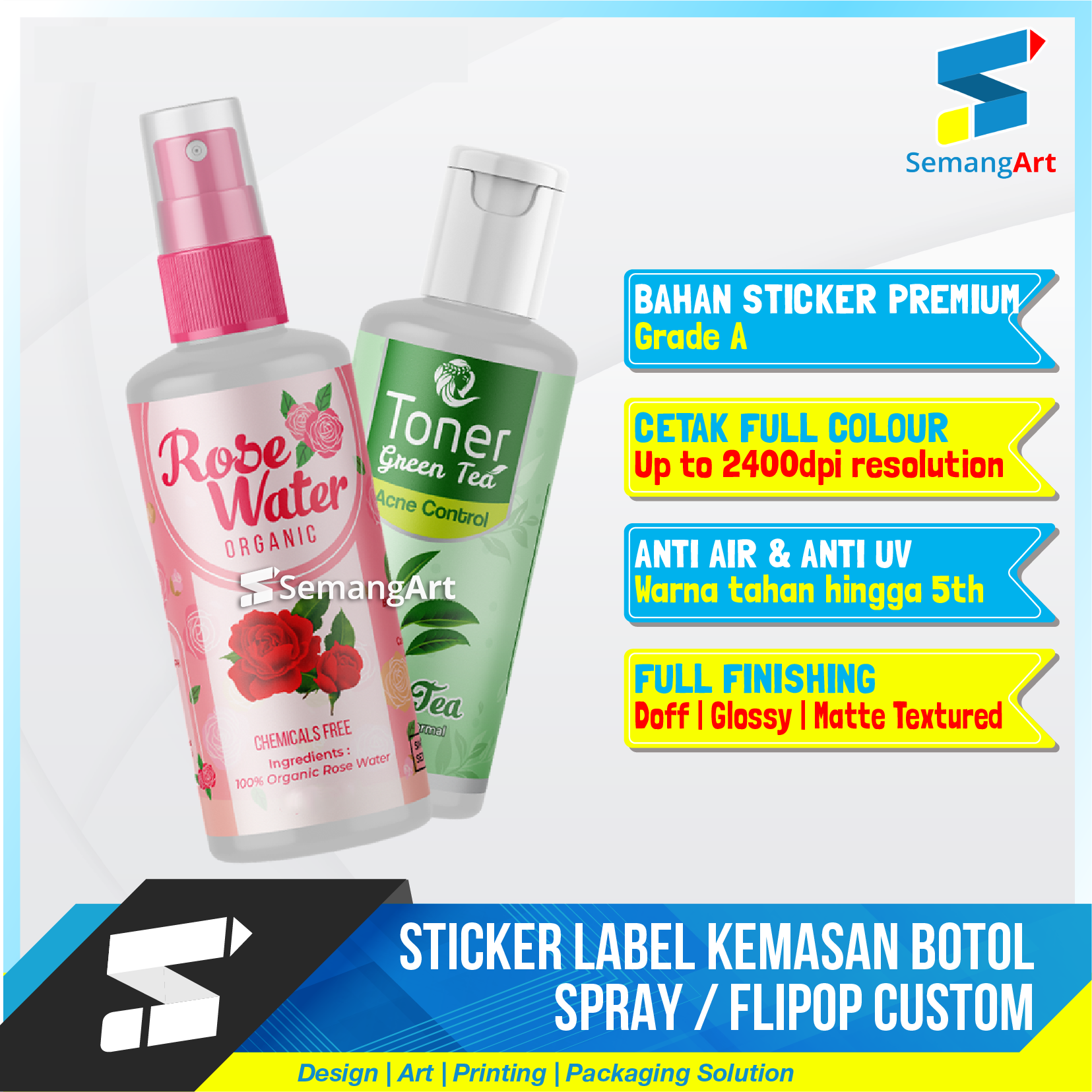 Cetak Sticker Label Stiker Botol Spray / Fliptop Anti Air Anti Minyak ...