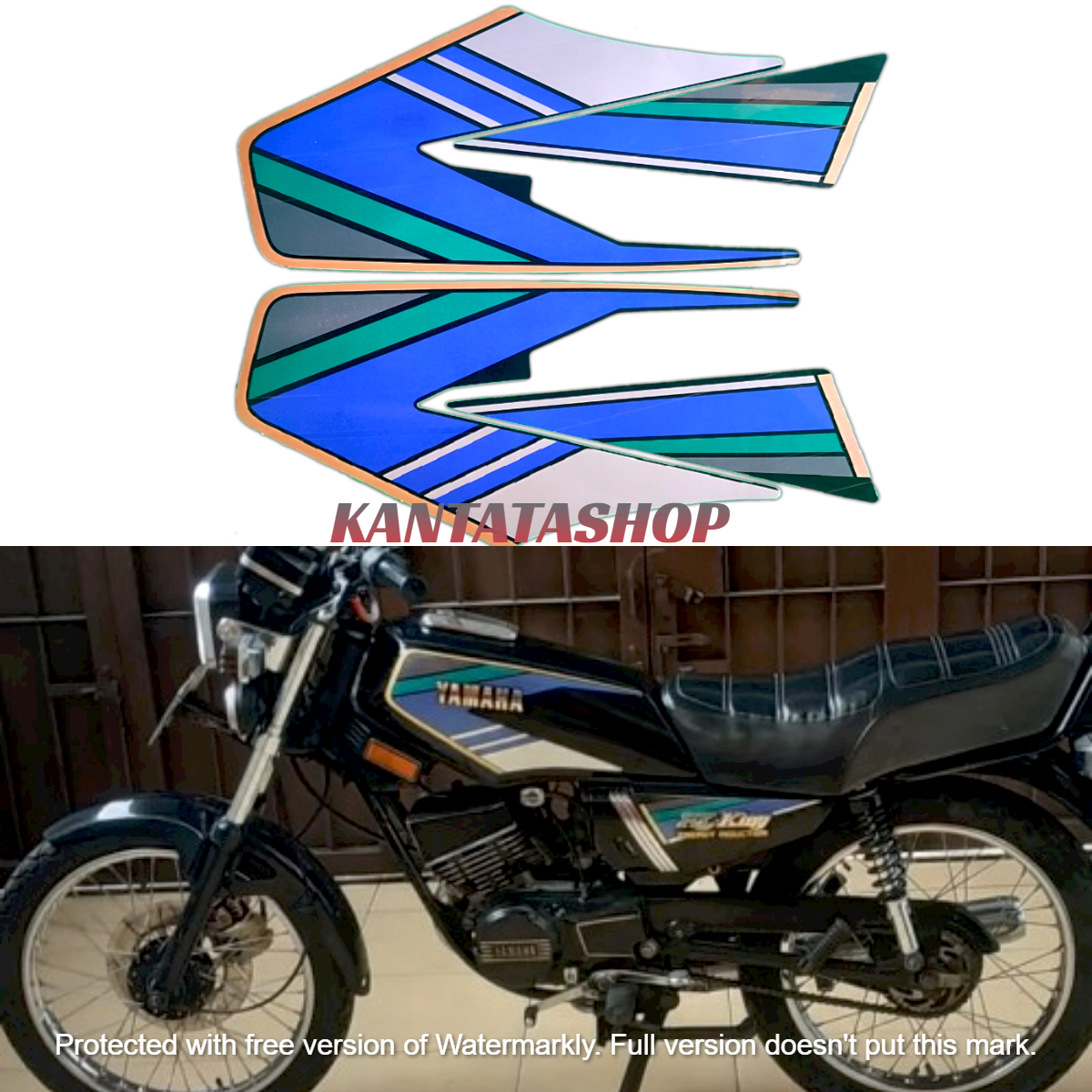 STIKER STRIPING LIS LES BODY MOTOR YAMAHA RX KING 1994 BIRU & STRIPING ...