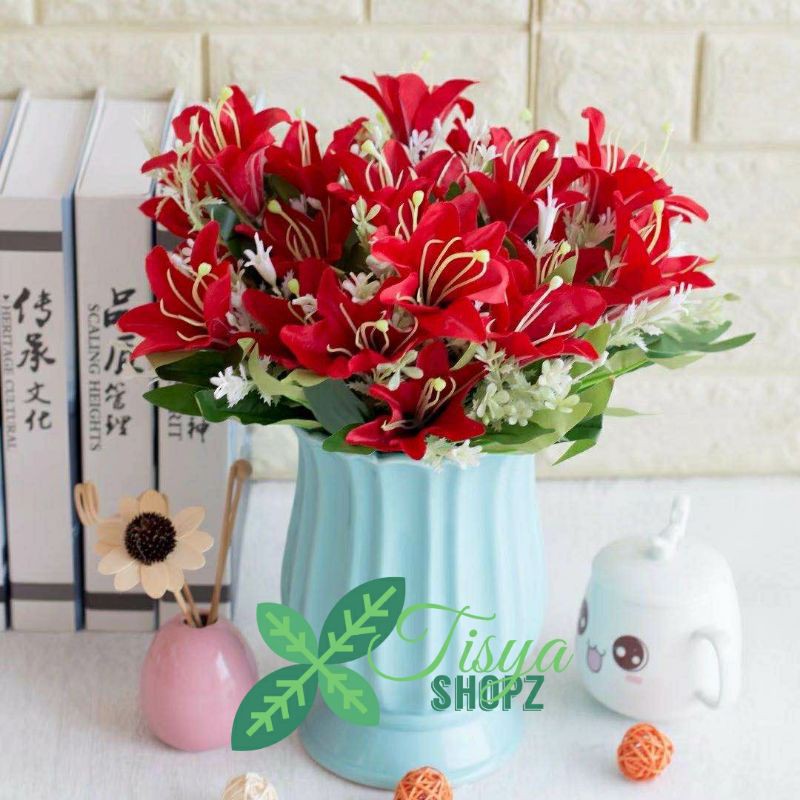 Bunga Lily Artificial / Lily Bunga Plastik Lili Dekorasi [TANPA POT ...