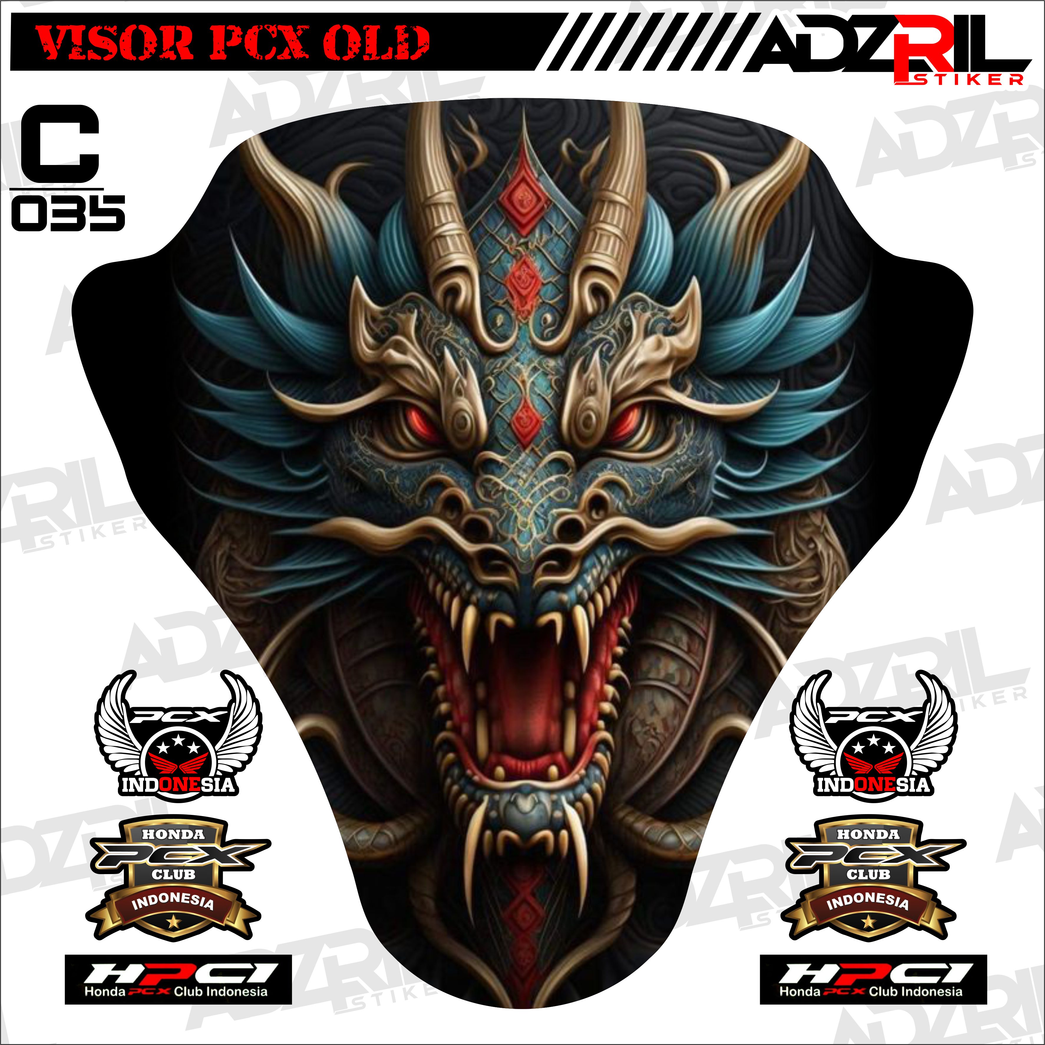 Stiker visor Winshield HONDA PCX 150 OLD GAMBAR KEPALA NAGA (035 ...