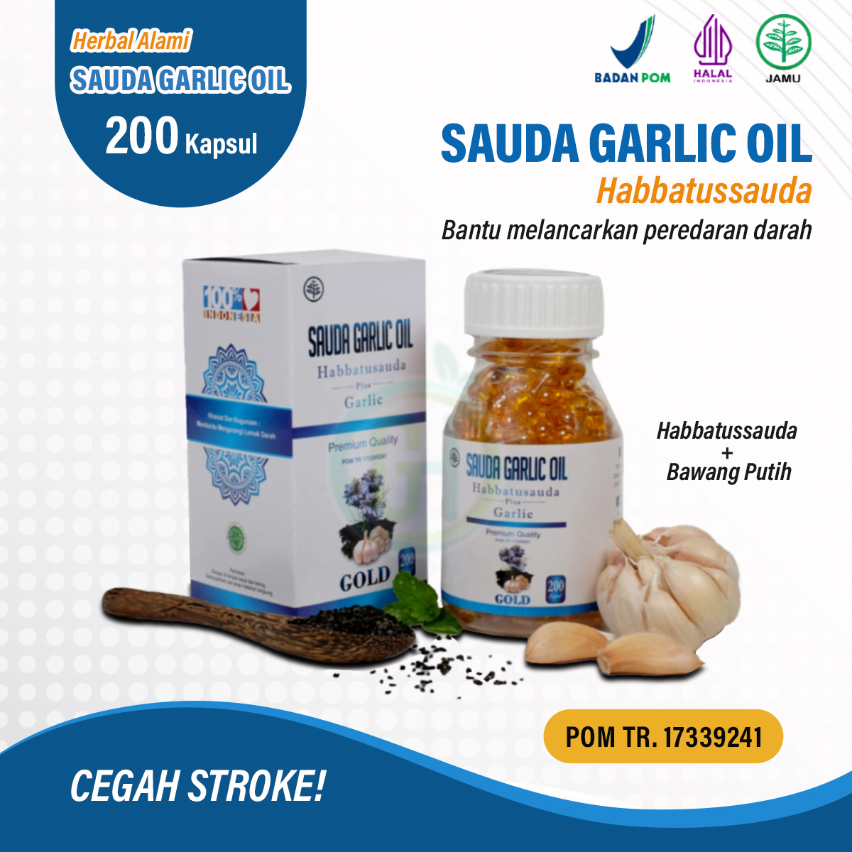 Sauda Garlic Oil Gold Habbatussauda Plus Bawang Putih 200 Kapsul ...