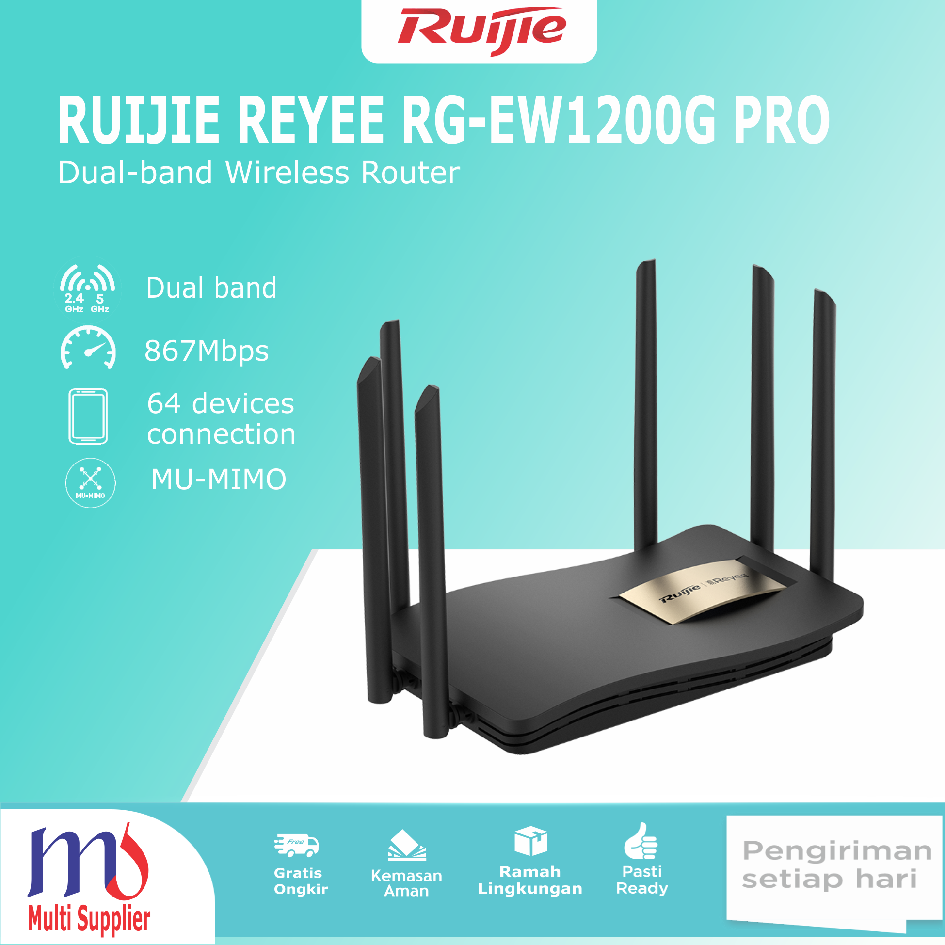 RUIJIE REYEE RG-EW1200G PRO 1300M Dual-band Gigabit Wireless Router ...
