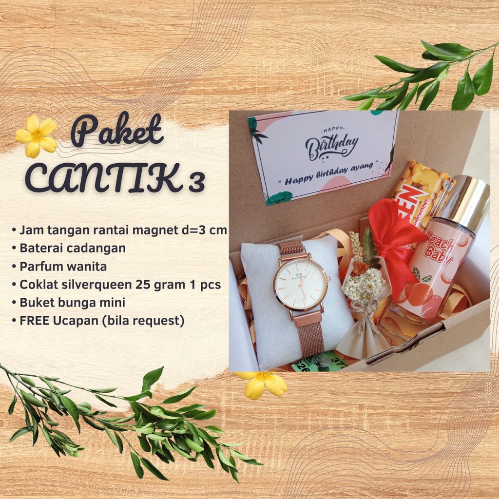 (PAKET D) Giftbox kado hampers jam tangan cewek rantai pasir magnet ...