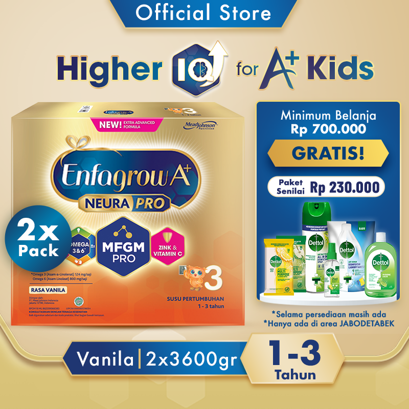 [Paket isi 2] Enfagrow A+ 3 Susu Formula 1-3 Tahun Vanila 3600gr ...