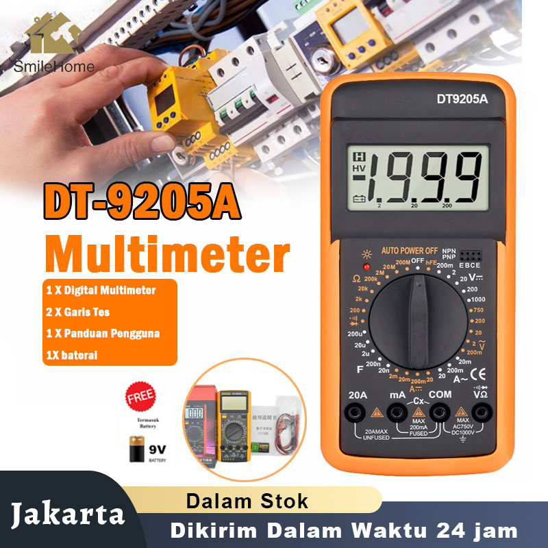 Multimeter Digital DT9205A - Alat Pengukur Daya / Avometer Digital ...