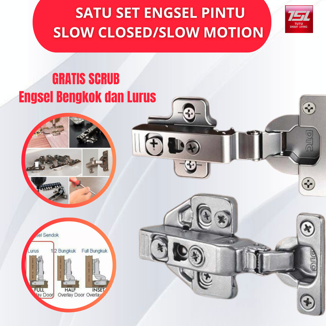 Tutu Satu Set Engsel Pintu Slow Closed/Slow Motion/Engsel Lemari SH-ABC ...