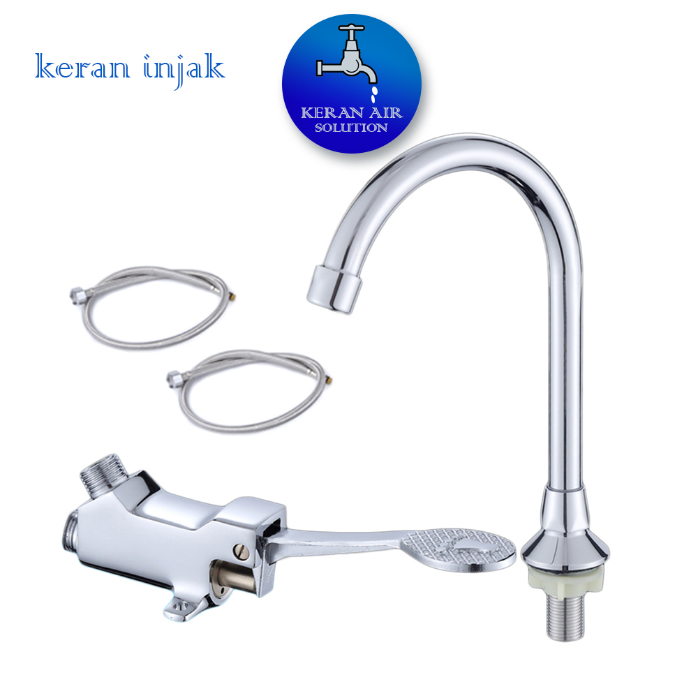 Kran Injak / Kran Injak Wastafel Komplite Keran Injak Kuningan Krom ...