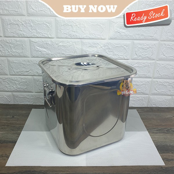 Square Food container prasmanan Stainless 13L Plus TUTUP 18-10 | Lazada ...