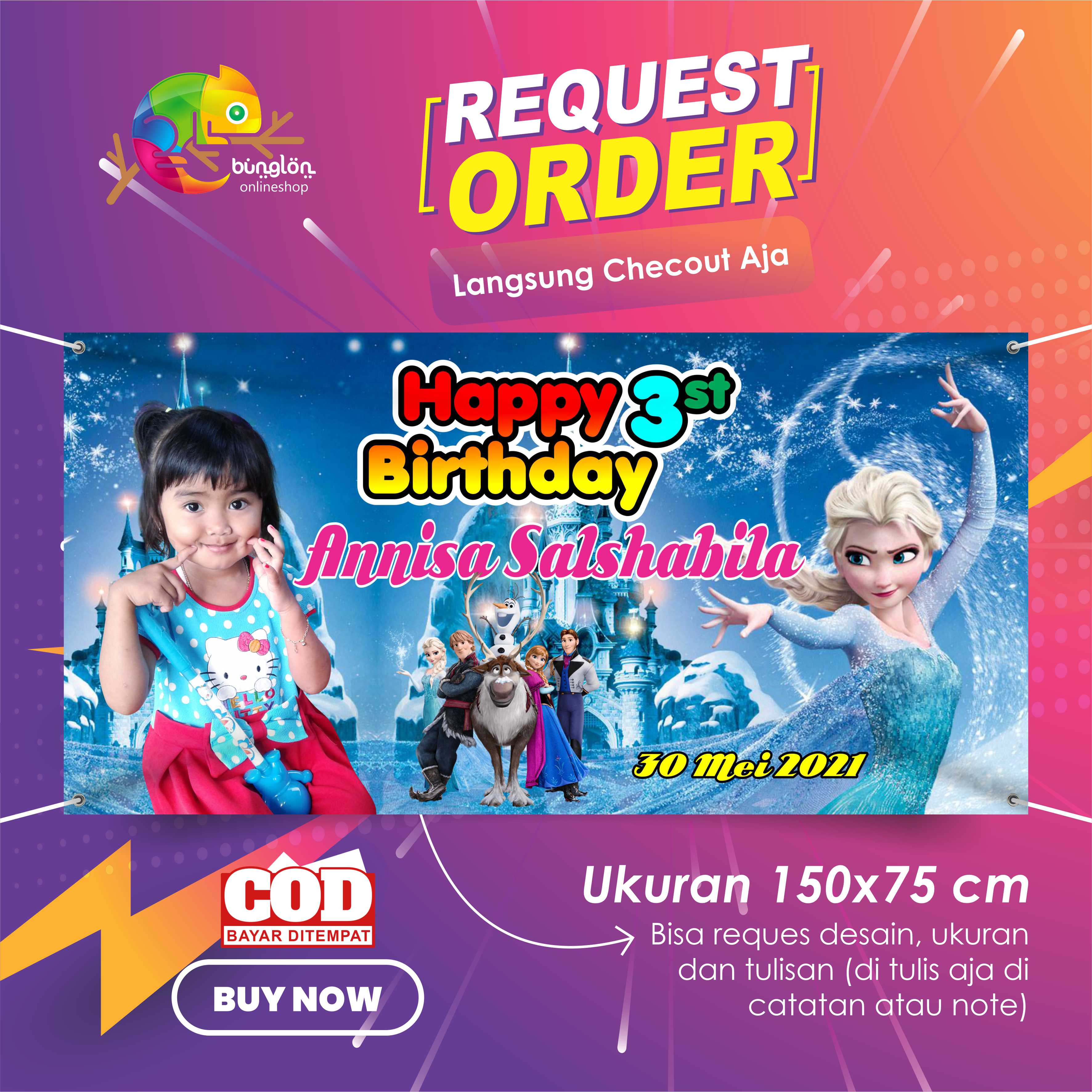 Spanduk Banner Ulang Tahun Murah Berkualitas Tema Frozen | Lazada Indonesia