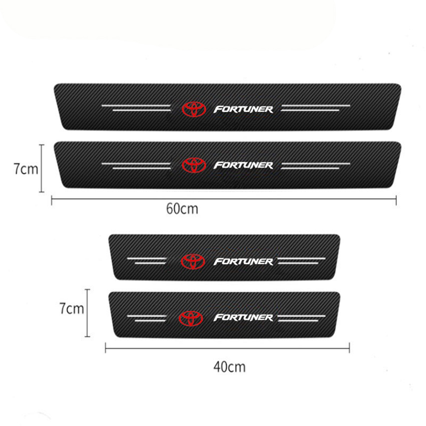 4Pcs/Set Stiker Pintu Mobil Sill Plate Karbon Fiber 3D Sticker Sill ...