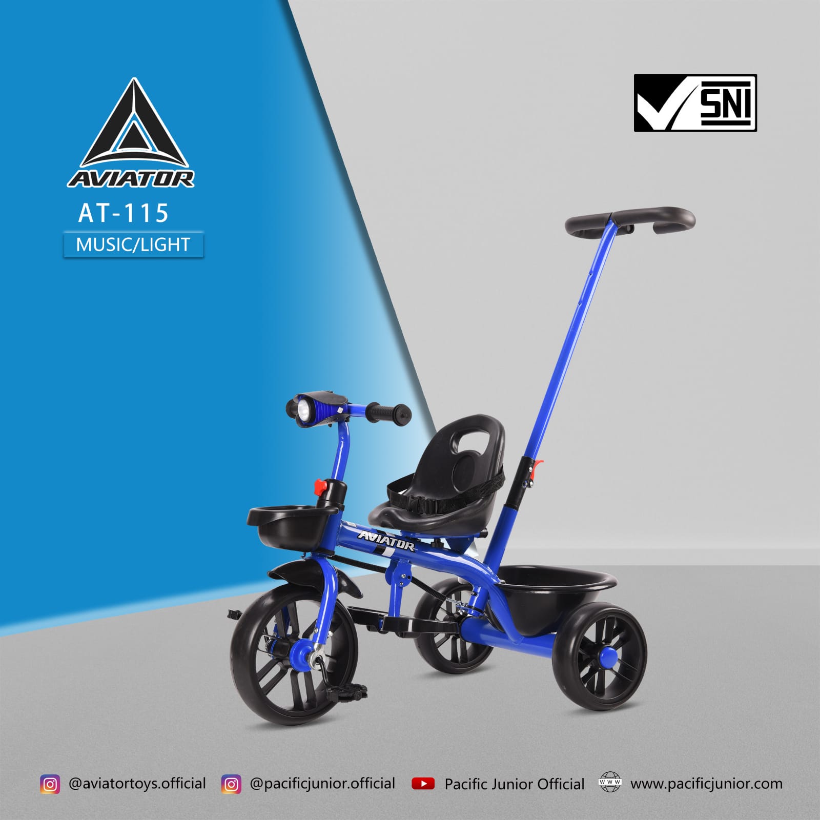 sepeda anak roda tiga stoller bayi AVIATOR AT-315-7 tempat duduk bisa ...