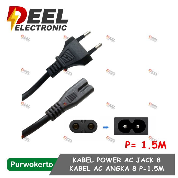 KABEL POWER AC ANGKA 8 COLOKAN JACK KABEL AC ANGKA 8 POWER LISTRIK ...
