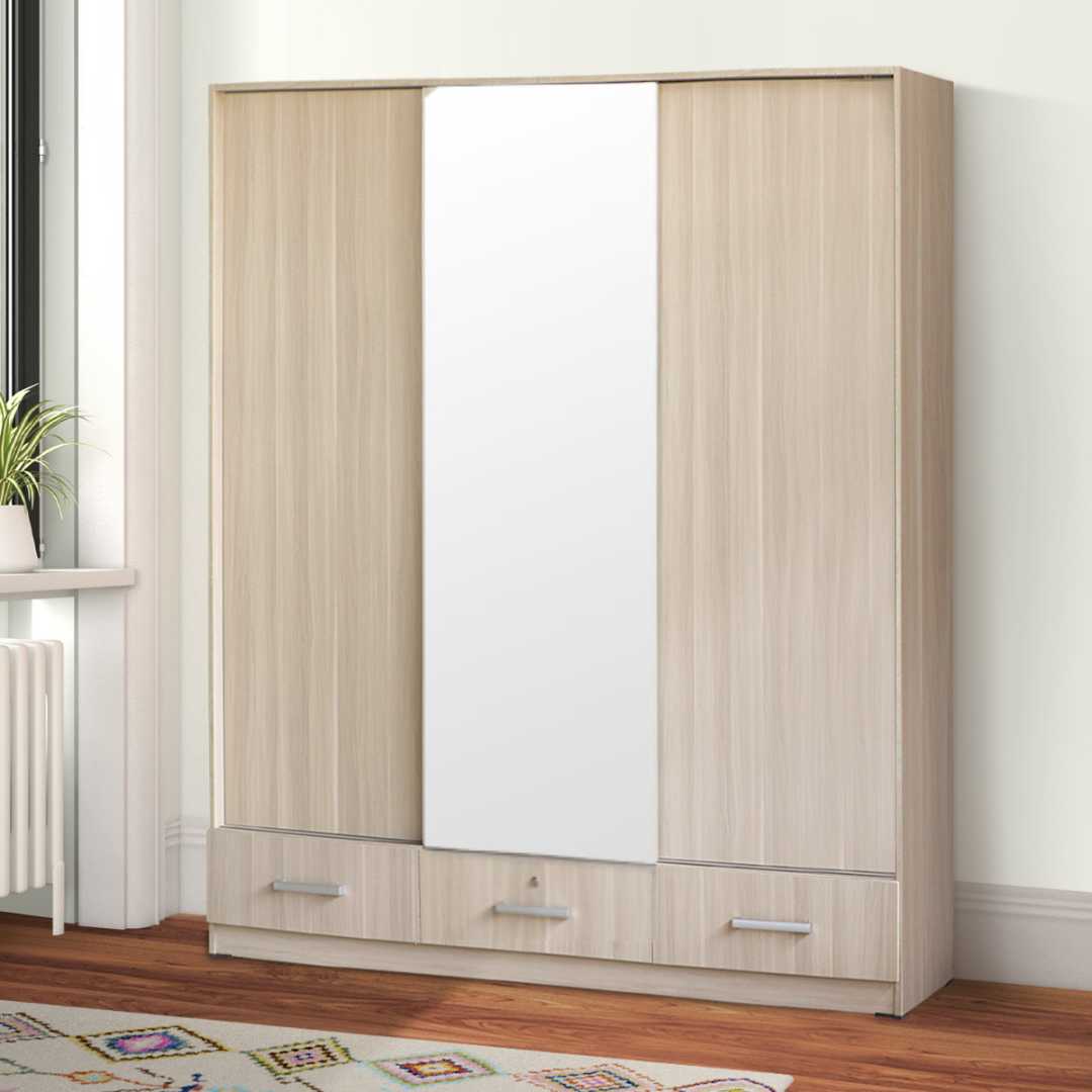 Kirana Lemari Pakaian Kayu 3 Pintu Sliding Besar Wardrobe Jumbo Modern ...