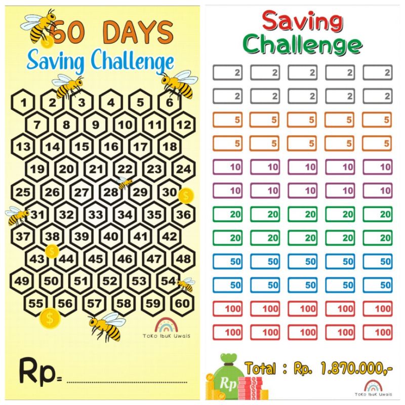 Kertas Binder Saving Challenge / Tantangan Menabung NEW Paper Art ...