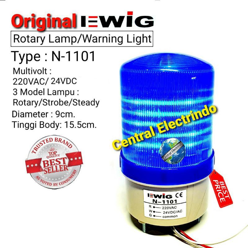 Lampu Rotary LED Warning Light N1101 EWIG Biru Multivolt 3 Model ...