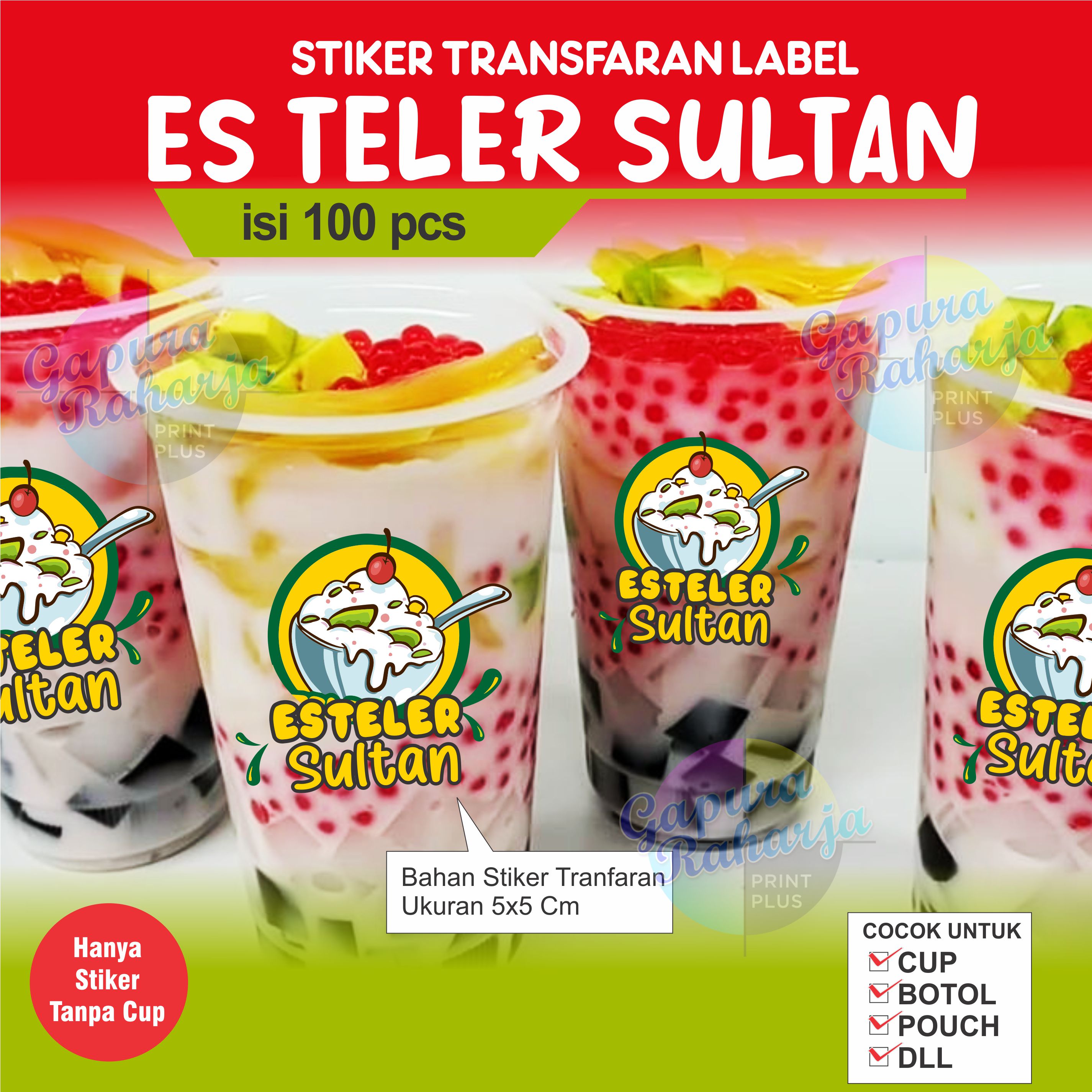 Stiker Transfaran Kemasan Es Teler Sultan Isi 100 | Lazada Indonesia