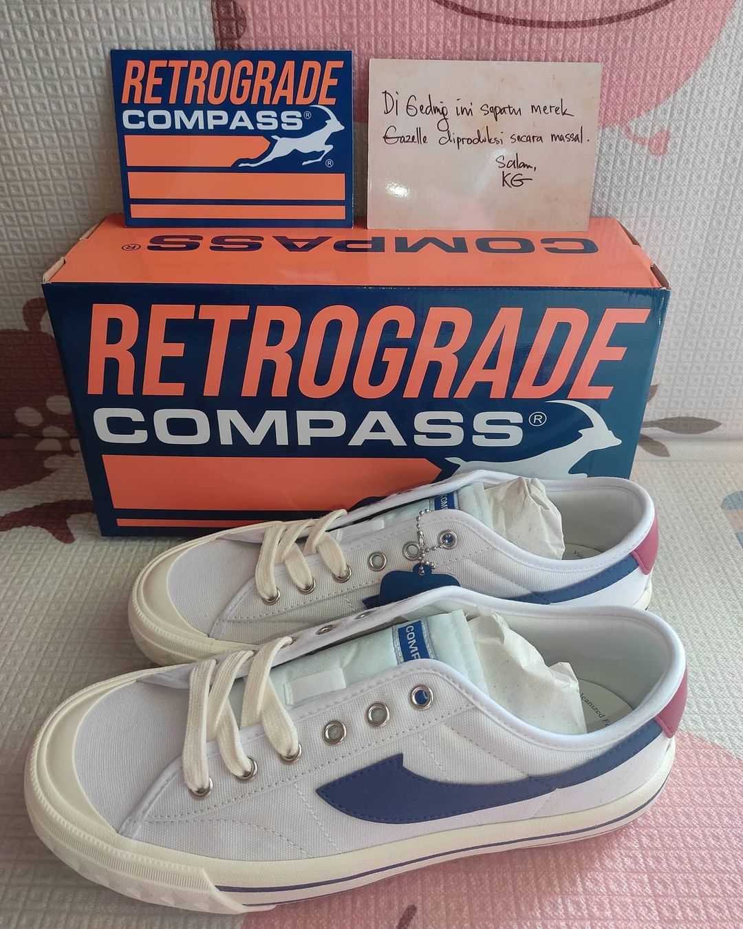 SEPATU COMPASS GAZELLE COMPAS WHITE BLUE SEPATU TERBARU 2024 SEPATU ...