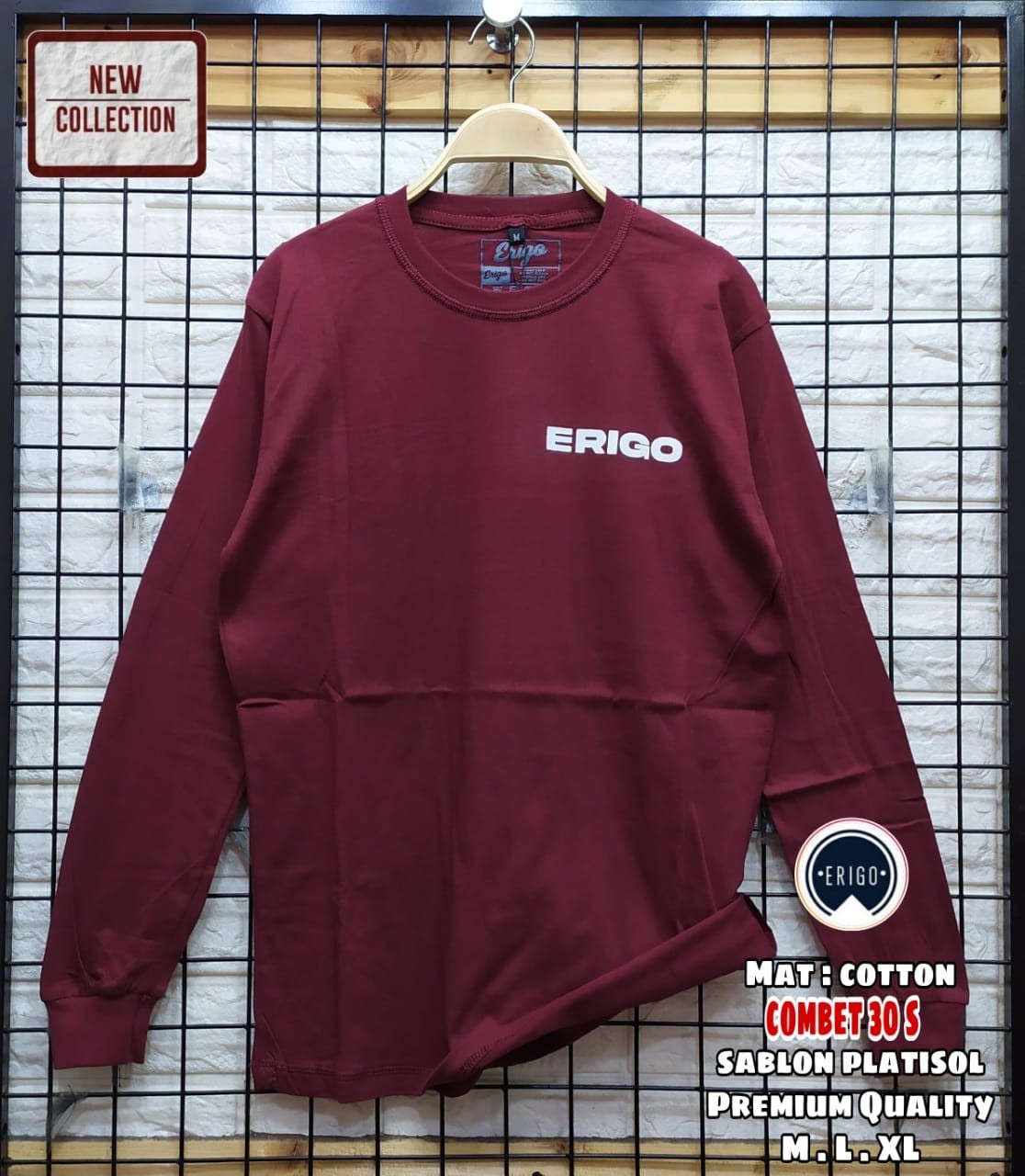 KAOS DISTRO PRIA / BAJU ERIGO LENGAN PANJANG FREE STICKER / KAOS ERIGO ...