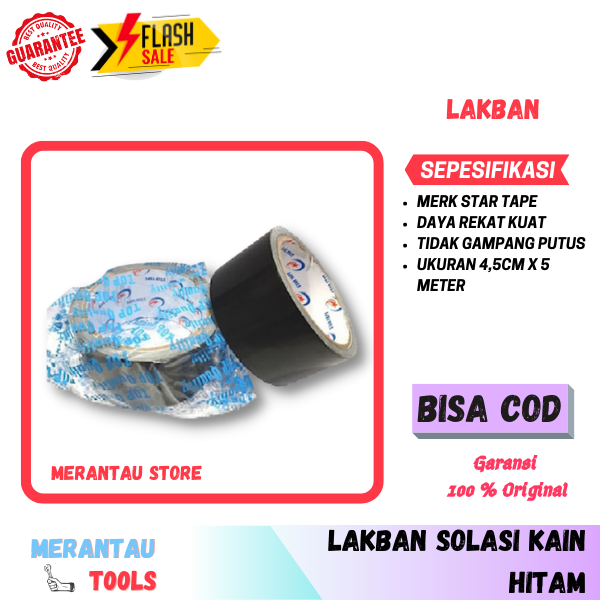 Lakban Solasi Isolasi Solasiban Kain Hitam Anti Bocor Super Kuat Tidak Mudah Robek Ukuran Besar ...