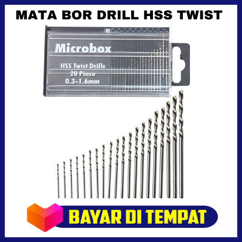 Mata Bor Drill HSS Twist Drill Bit 0.3-1.6mm 20 PCS / Mata Bor ...
