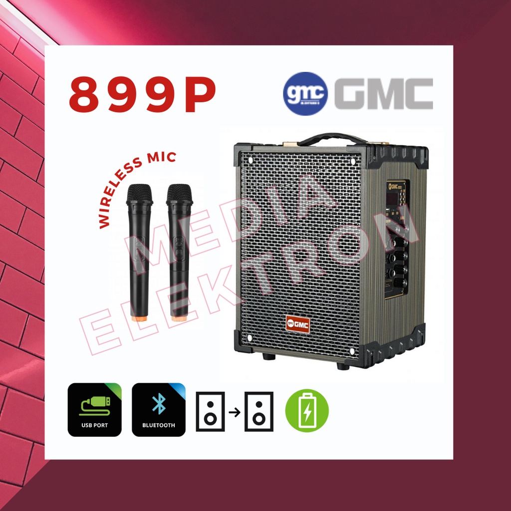 GMC SPEAKER 899P MULTIMEDIA BLUETOOTH WIRELESS MIC - BISA INPUT GITAR ...