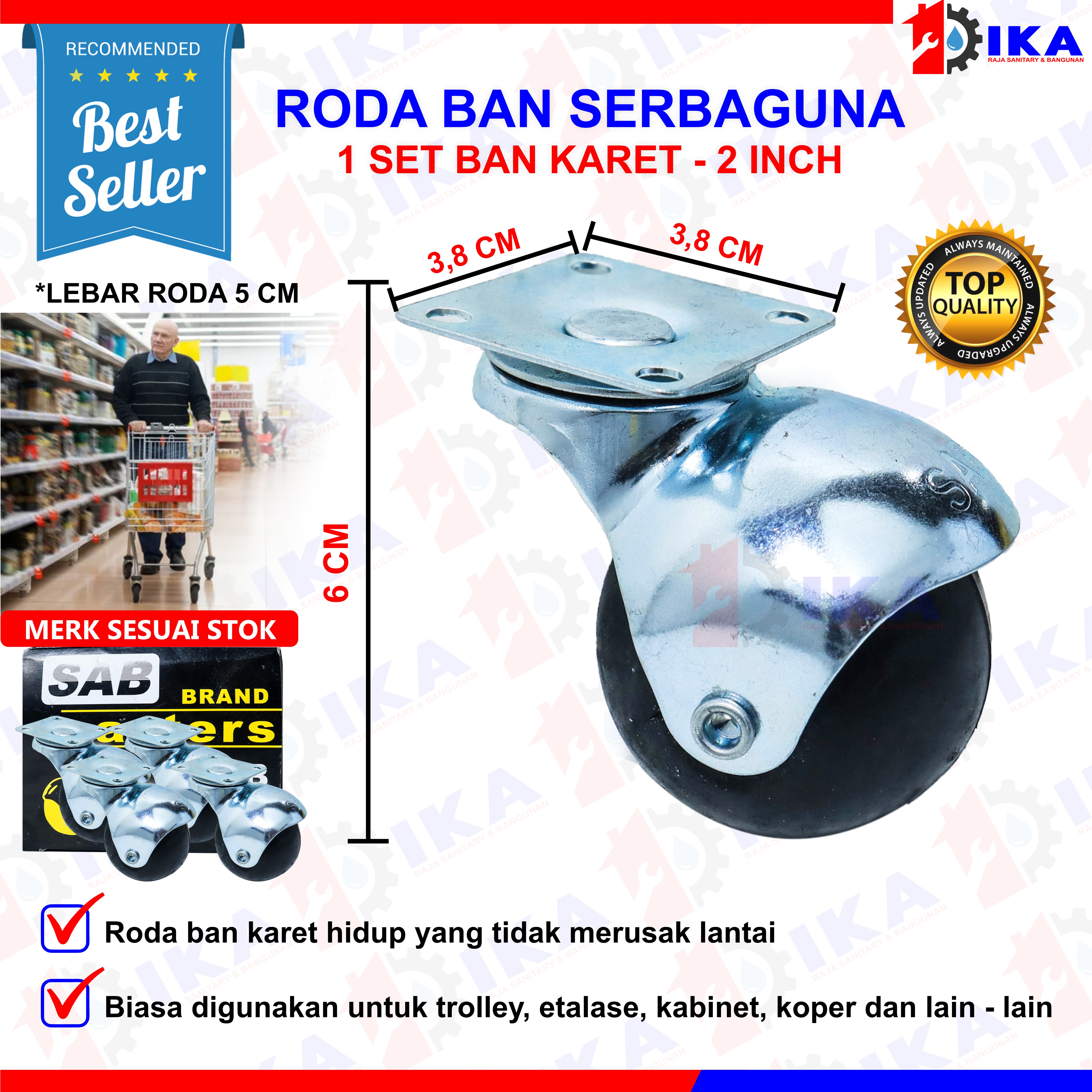 Roda Caster Roda Etalase Roda Bulat Karet TG 50 UKURAN JUMBO Roda Kursi ...