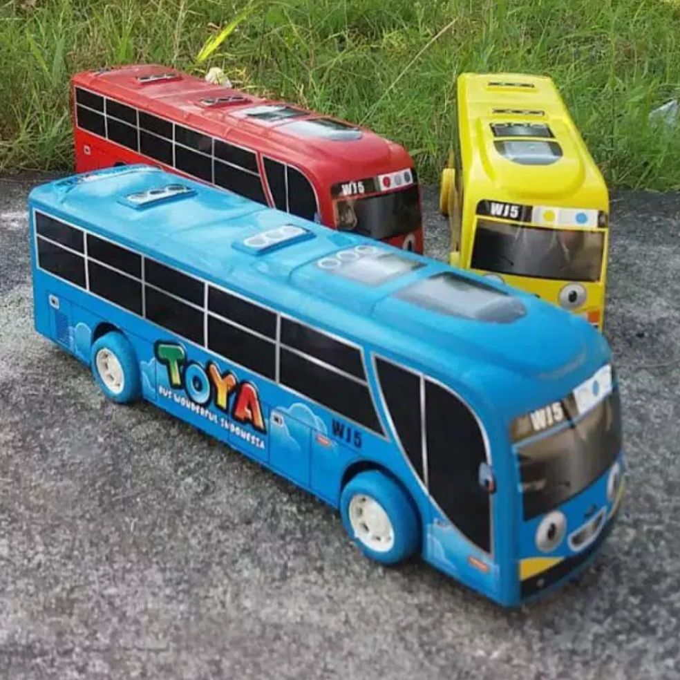 MAINAN BIS TOYA BUS MERAH KUNING BIRU UKURAN STANDAR UKURAN 32CM ...