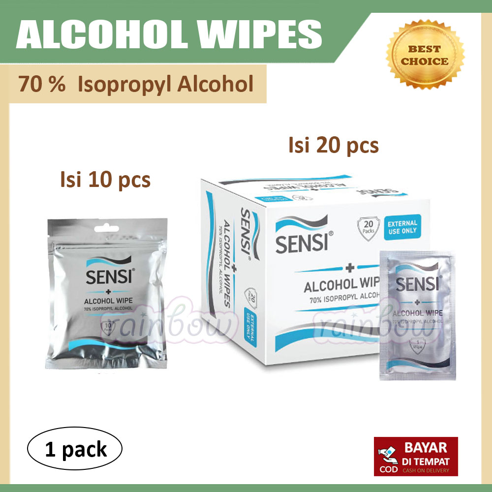 Sensi Alcohol Wipes 70% Isopropyl Alcohol / Tisu Basah Alkohol isi 10 / ...