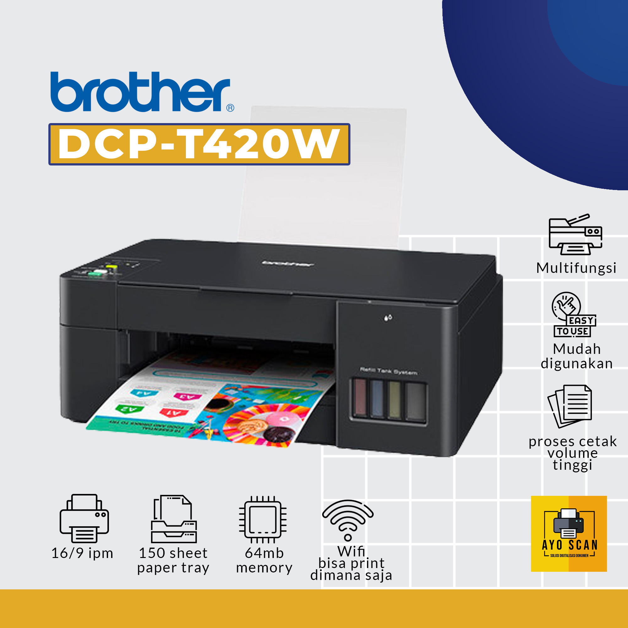 Printer Brother DCP-T420W Ink Tank - Print/Scan/Copy - ( A4 ) | Lazada ...