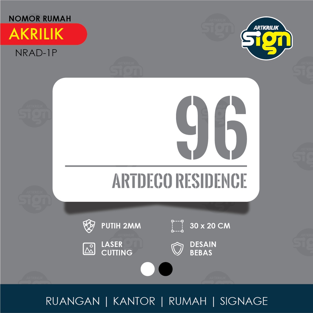 Custom Nomor Rumah UV Print Laser Cut Plat Nomor Rumah Akrilik Abstrak ...