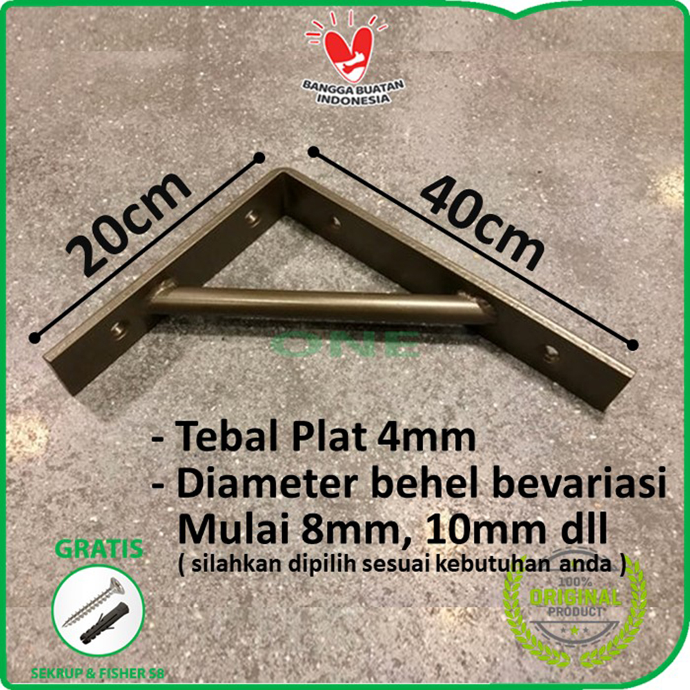 Rak Besi Siku Dinding tebal plat 4mm. Behel 8, 10, 12, 15 dan 20mm ...