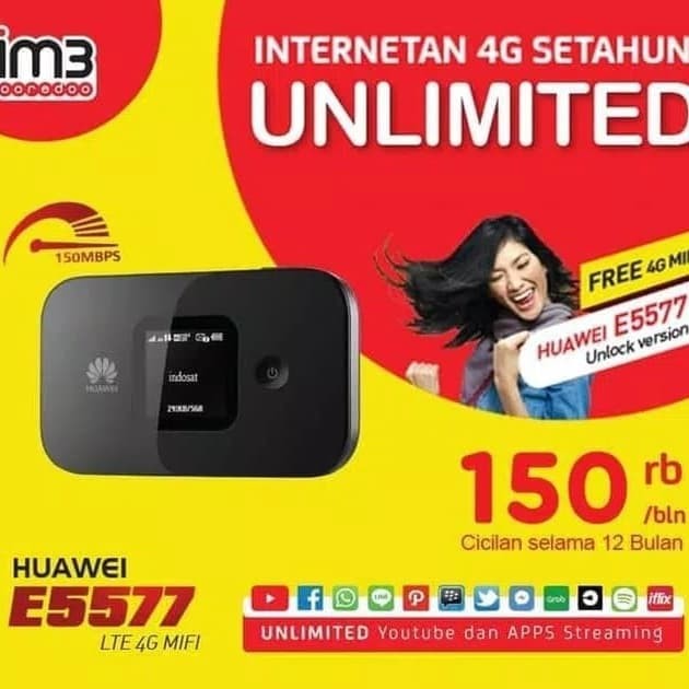 [Bisa COD] Mifi Modem Wifi Router 4G UNLOCK Huawei E5577 Free INDOSAT ...