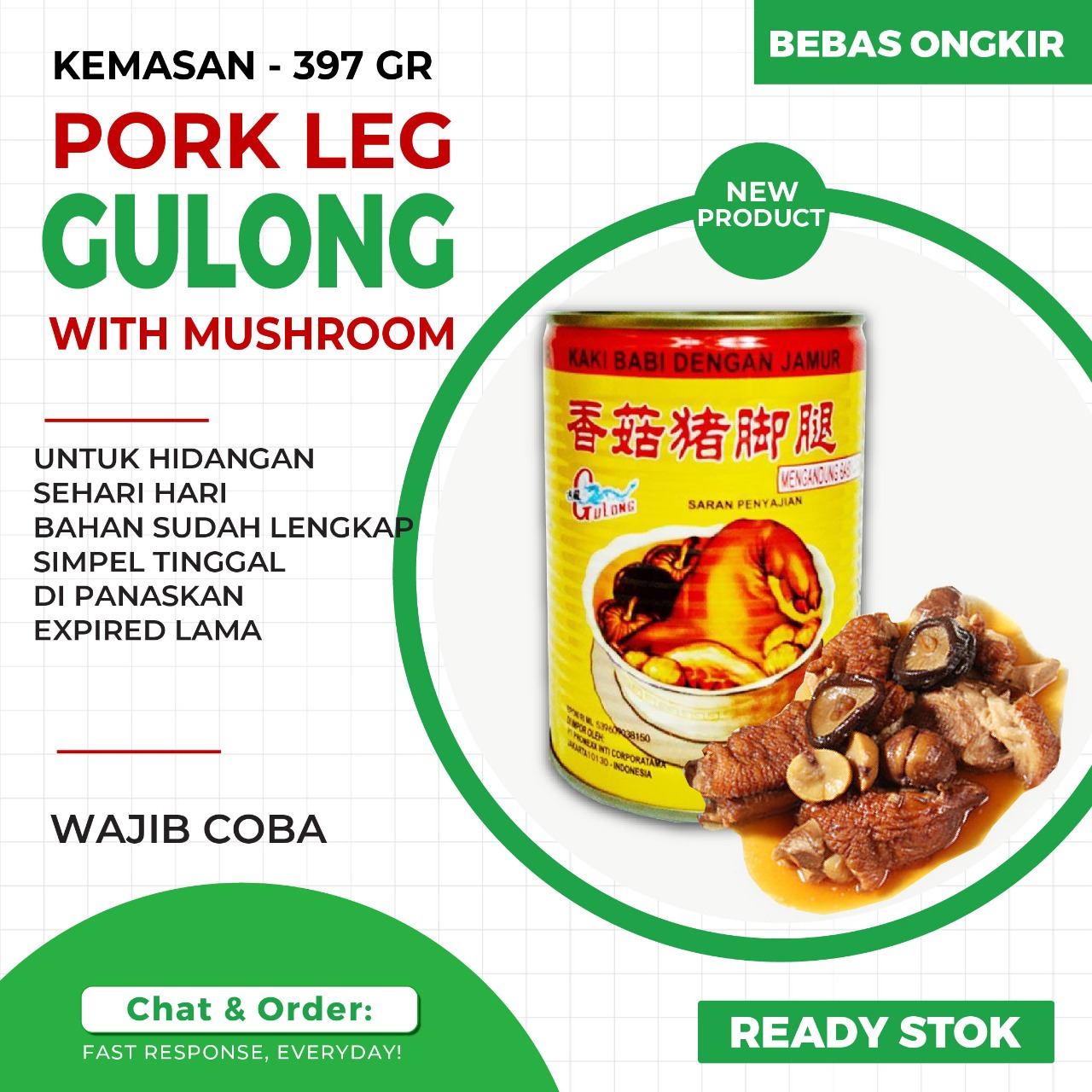 Gulong Pork Leg With Mushroom/kaki babi kaleng 397 | Lazada Indonesia