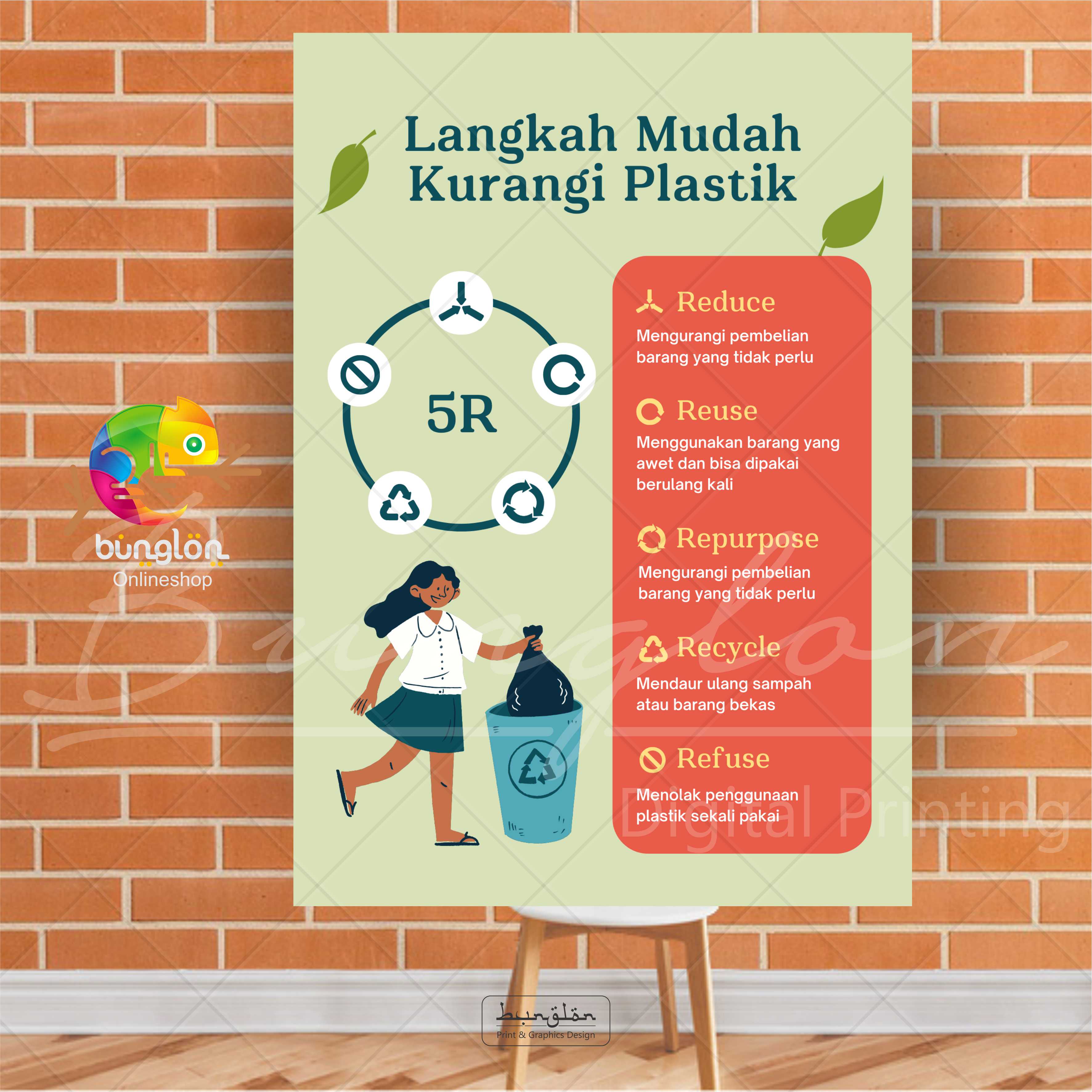 Poster Edukasi Langkah Mudah Kurangi Plastik | Lazada Indonesia