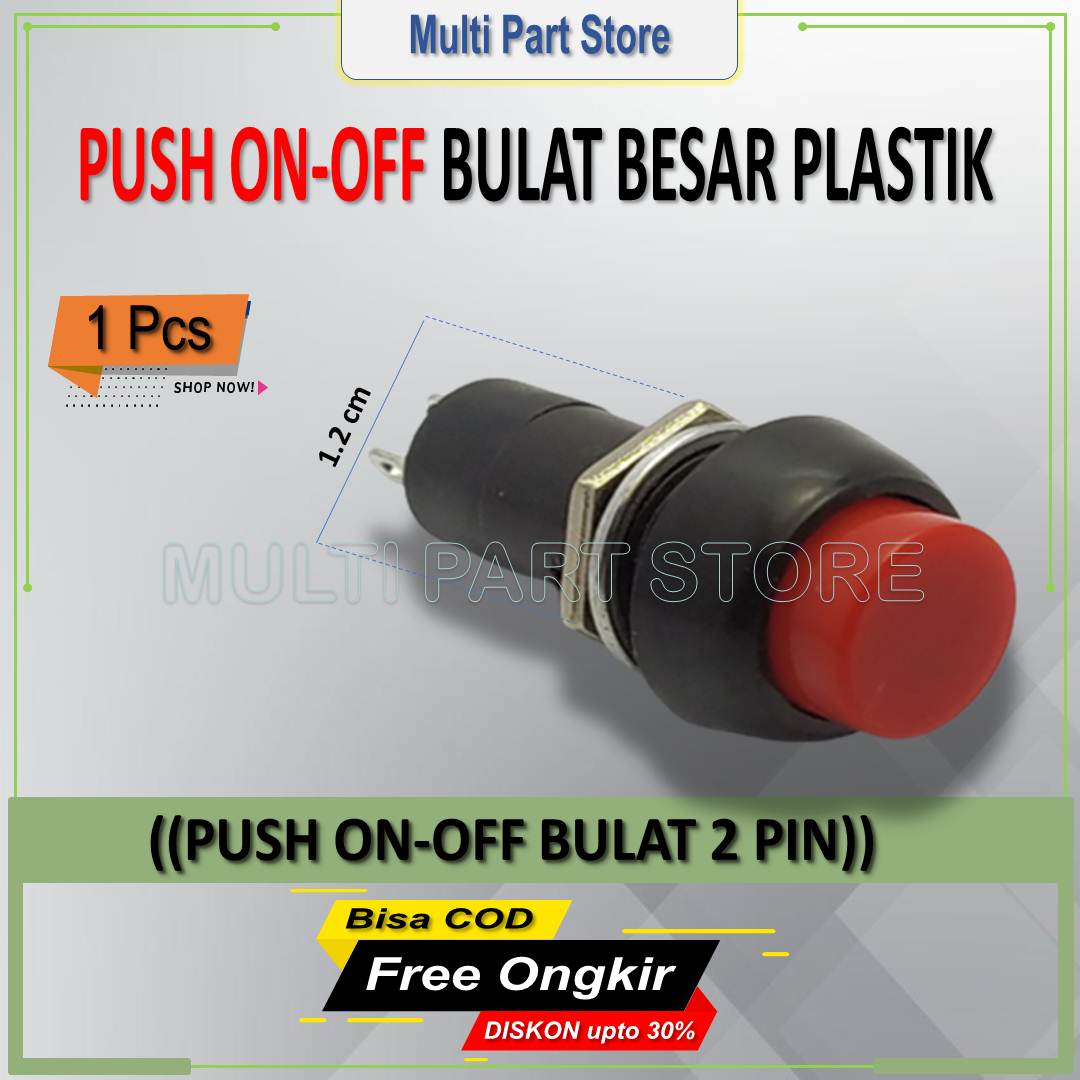 Push Button On Bulat 2 Kaki Plastik/ Saklar Push On / Saklar Klakson ...