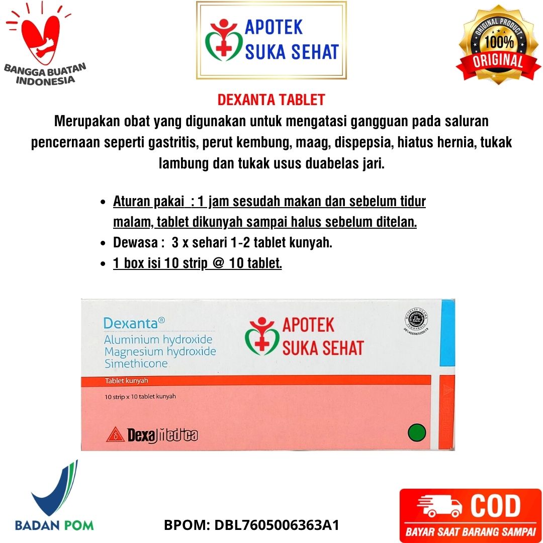 DEXANTA TABLET ( 1 BOX ISI 10 STRIP ) OBAT MAAG | Lazada Indonesia