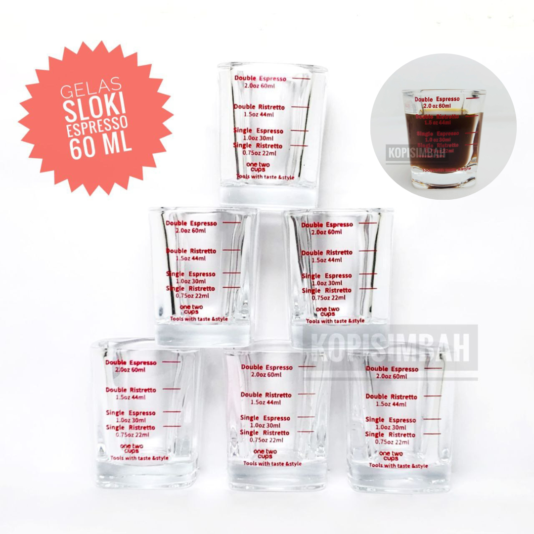 Gelas Ukur Sloki Espresso Coffee SQUARE Glass Shot Scale 60 ml Server ...