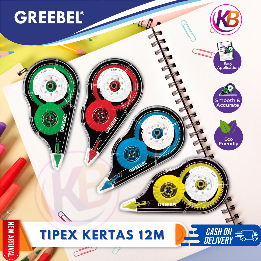 Tipex Kertas Greebel Gct-1924 / Correction Tape 12m / Tip Ex Kering ...