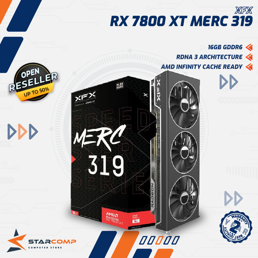 XFX Radeon RX 7800 XT 16GB GDDR6 SPEEDSTER MERC 319 VGA RX7800XT ...