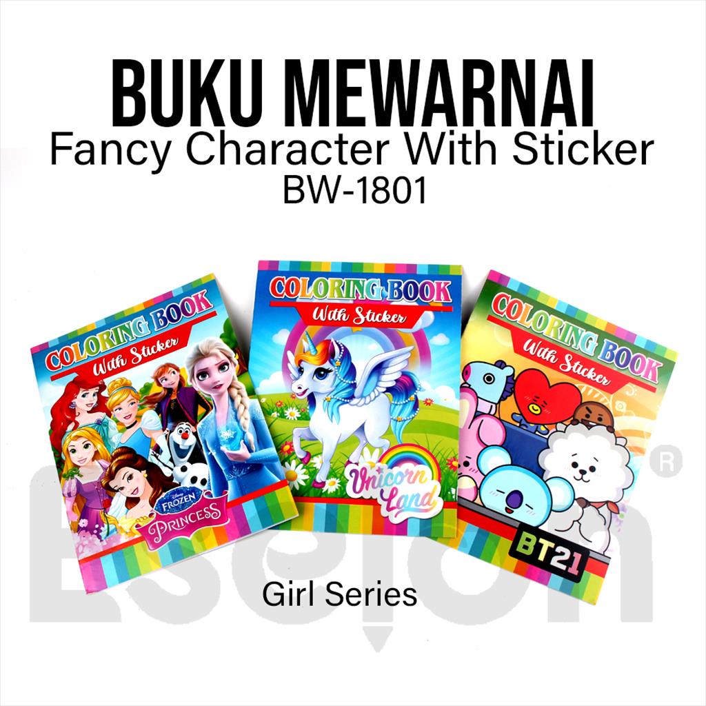 Buku mewarnai+STICKER KARAKTER / buku mewarnai 1801BS | Lazada Indonesia
