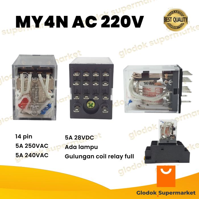Relay MY4N AC 220V 14 pin Riley 220 Volt 14p 5a | Lazada Indonesia