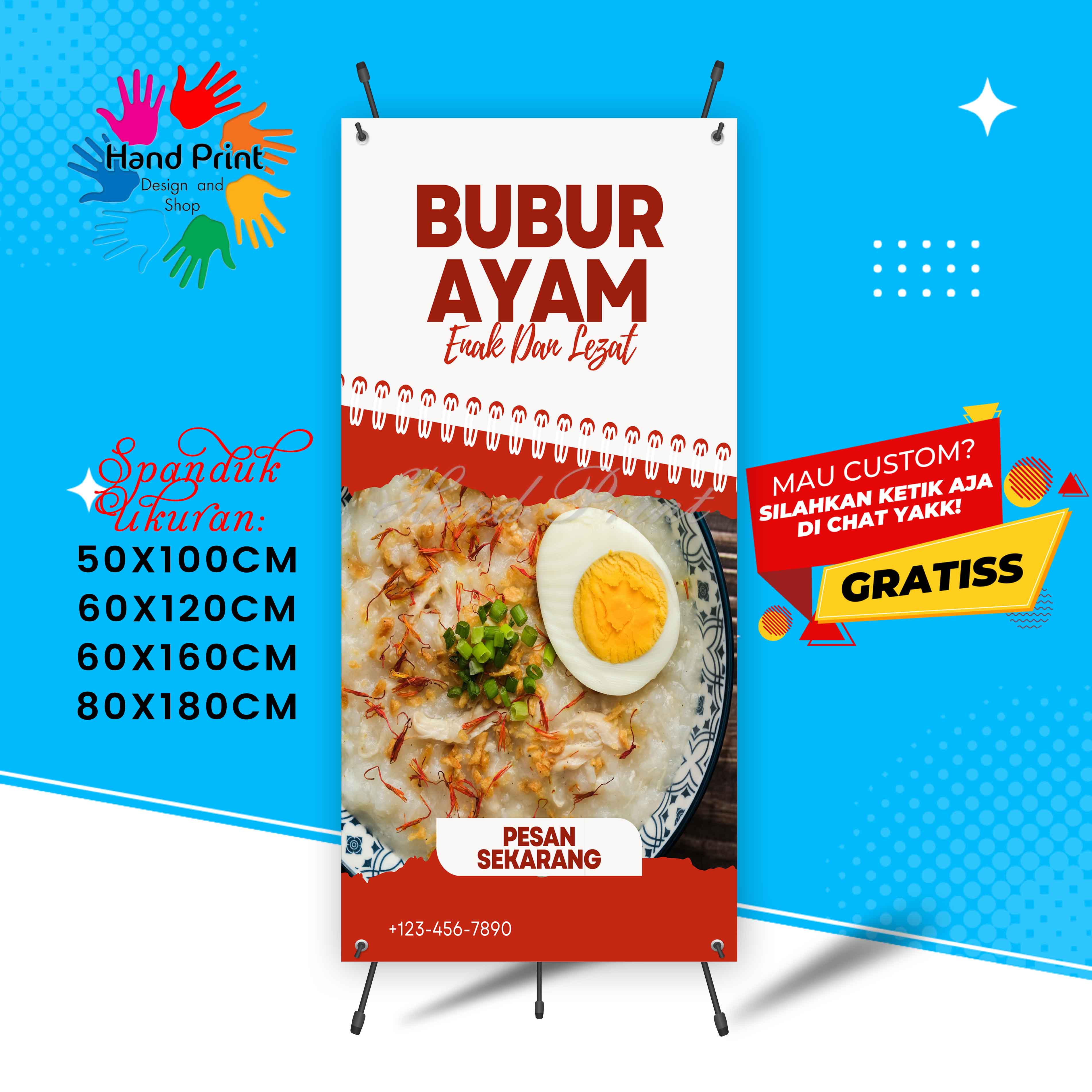 Cetak Spanduk Banner Jualan Bubur Ayam Putih Merah MMT Spanduk Custom ...
