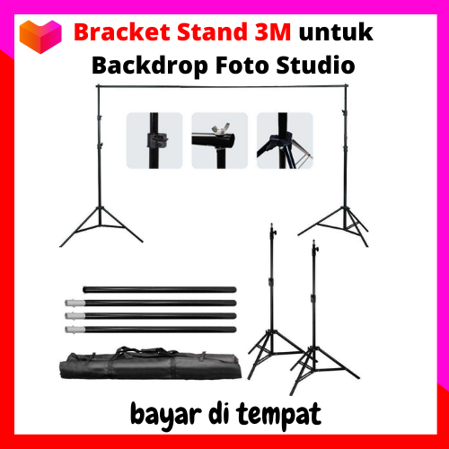 Bracket Stand 3M untuk Backdrop Foto Studio / Bracket Gantungan Kain ...