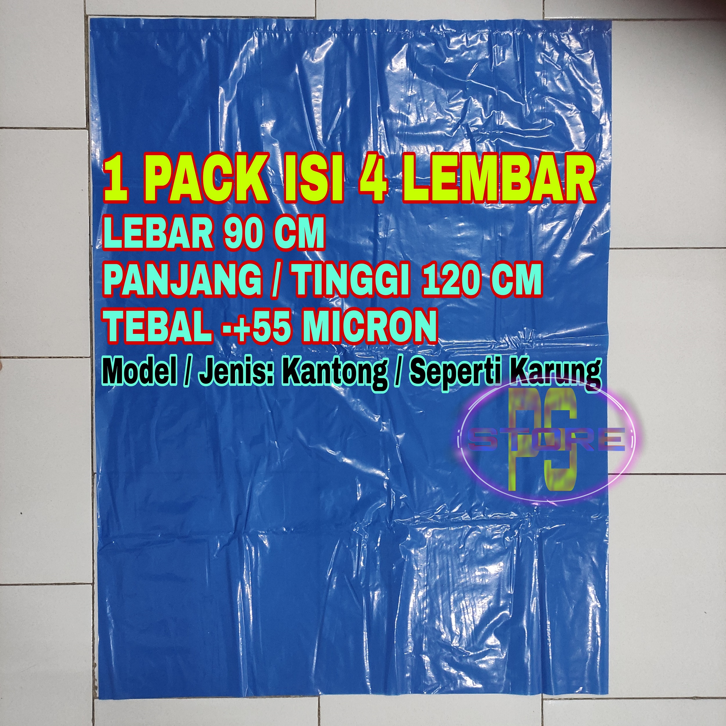 Kantong Plastik Sampah 90 x 120 Cm / Kantong Plastik Biru 90 x 120 Cm ...