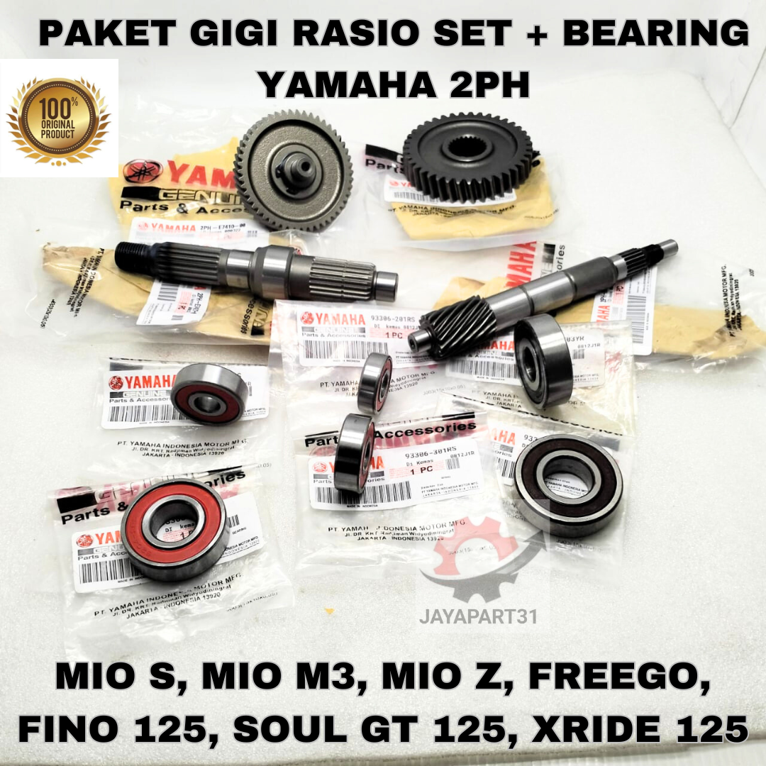 PAKET GIGI RASIO SET + BEARING YAMAHA 2PH ASLI ORIGINAL MIO M3, MIO S, MIO Z, FREEGO, FINO FI ...