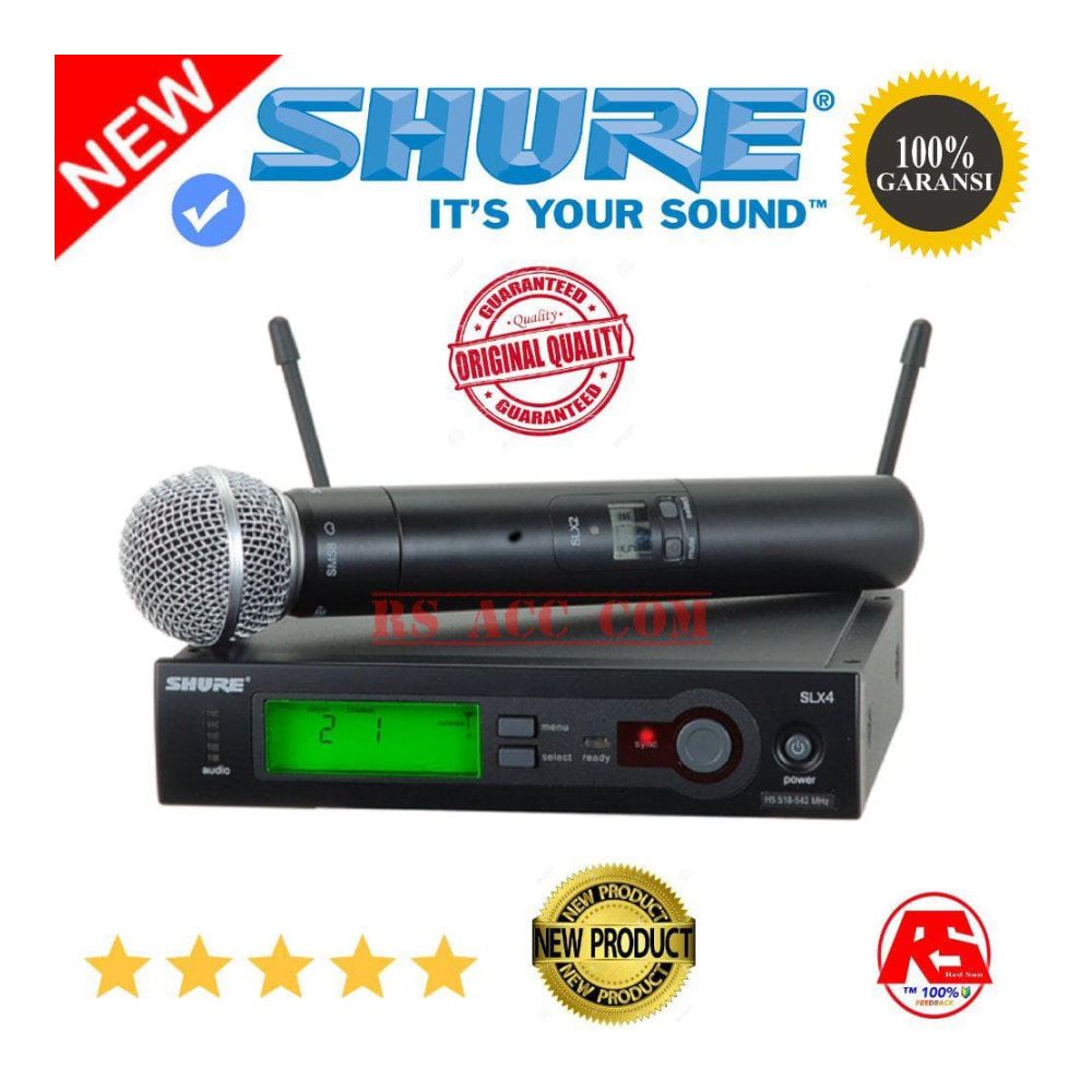 MIC WIRELESS SHURE SLX24 SM58 ORIGINAL single Microphone | Lazada Indonesia