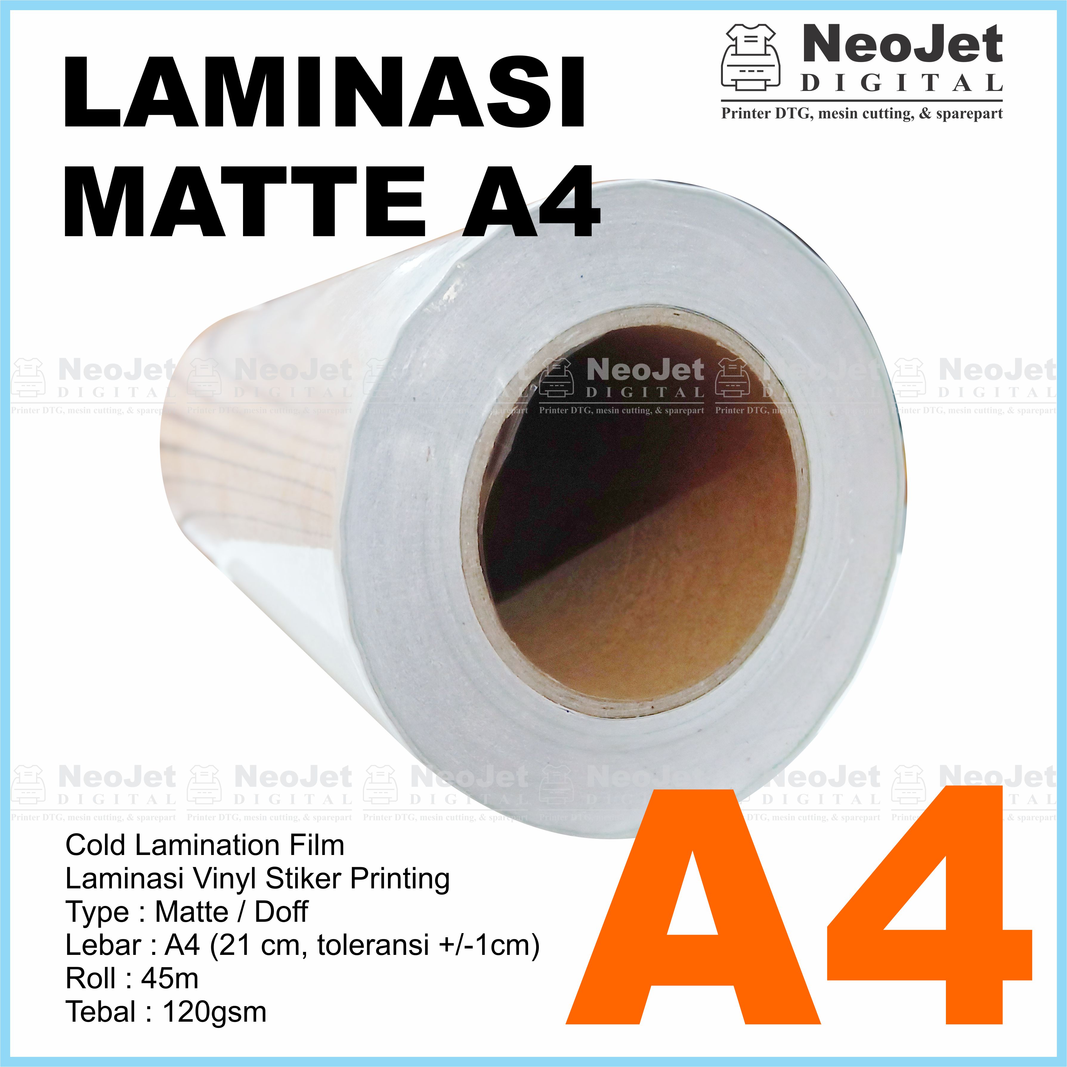 Laminasi Dingin Matte Doff Buram 120 gsm A4 Roll 45m / 50 Yard Bahan ...